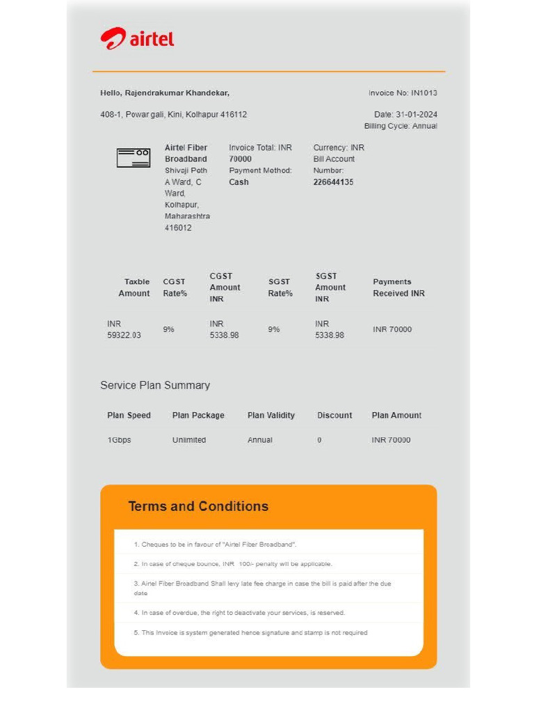 Internet Invoice | PDF