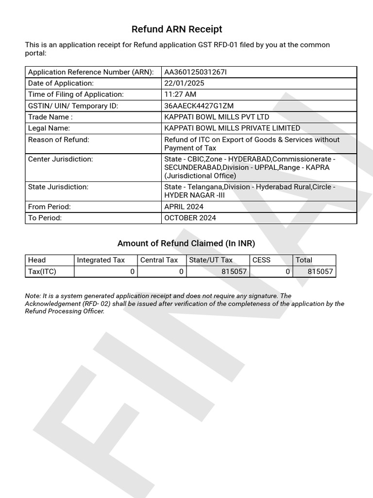 ARN_RECEIPT_GST RFD-01_36AAECK4427G1ZM_EXPWOP_202404 (1) | PDF
