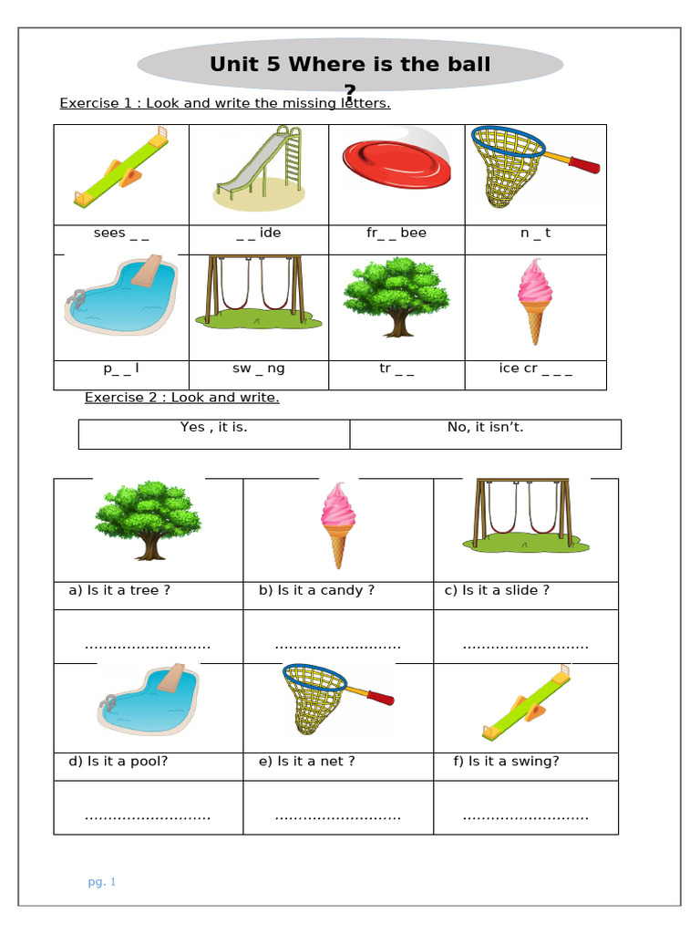 Unit 5: Where is the Ball? Exercises | PDF