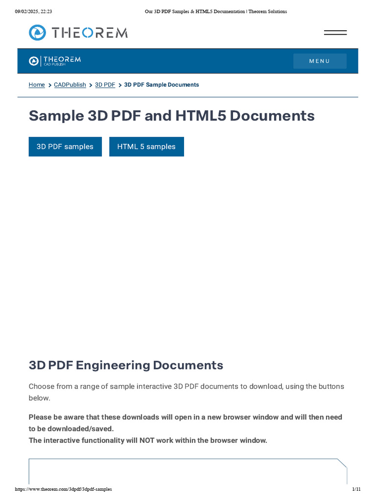 Our 3D PDF Samples & HTML5 Documentation _ Theorem Solutions | PDF | Html5 | Computing