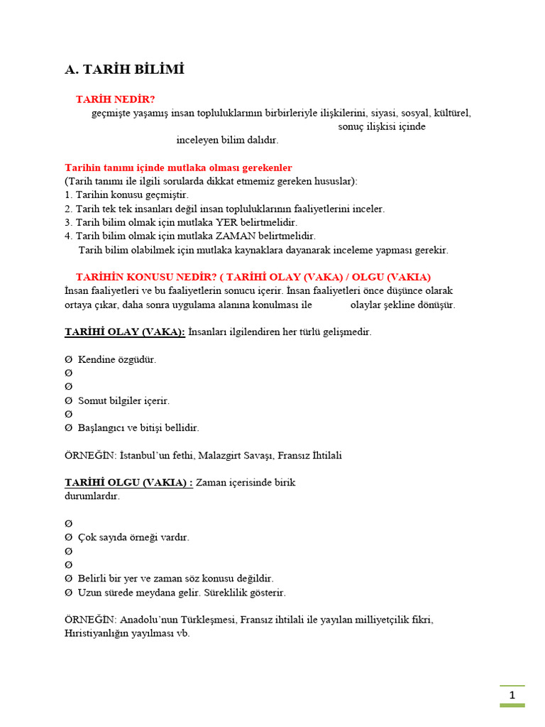 Tyt Ayt Tarih Ozet | PDF