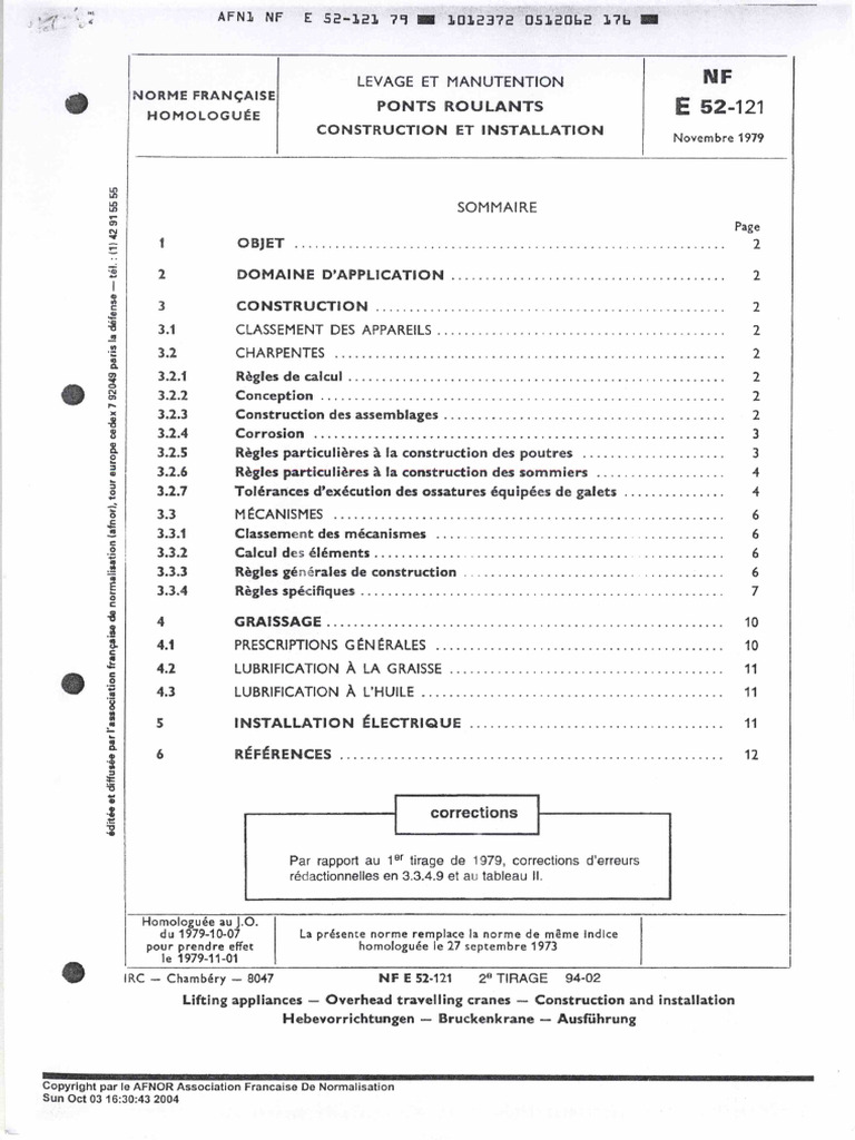 NF E52-121 Pont Roulant | PDF