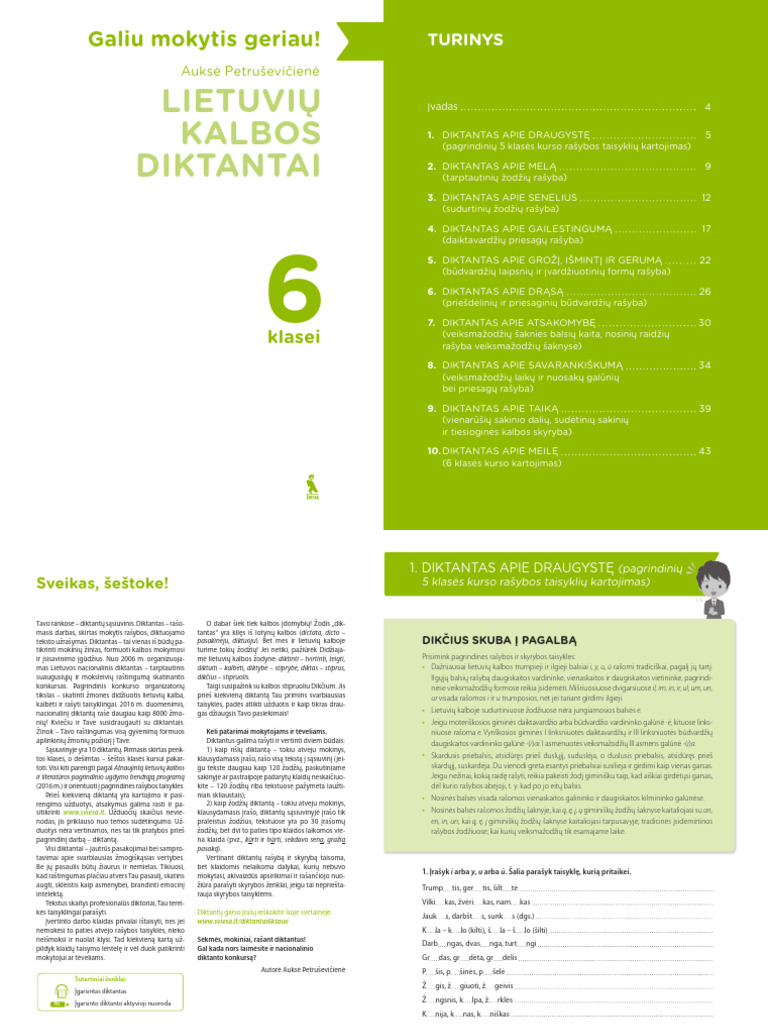 Diktantai 6 Klasei CDB | PDF