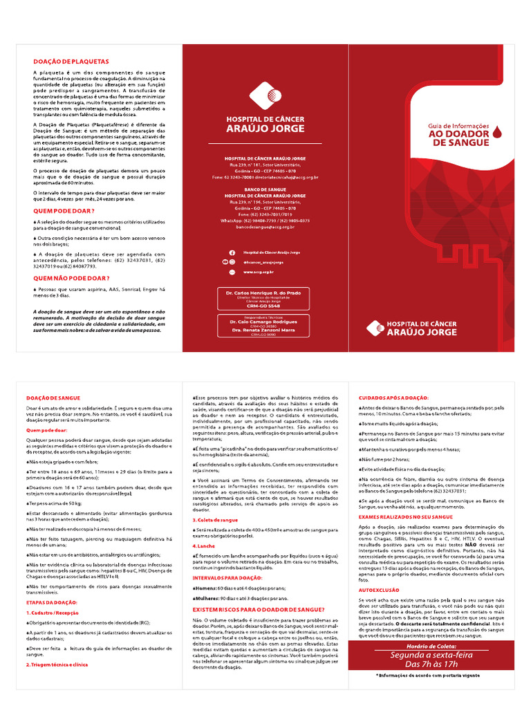 Folder Banco de Sangue Araújo Jorge - ACCG (1) | PDF