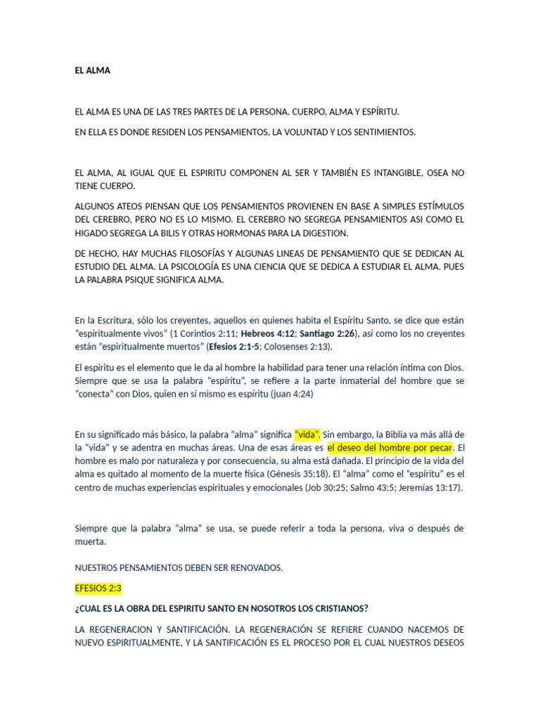 La Importancia del Alma en el Ser Humano | PDF | Alma | espíritu Santo