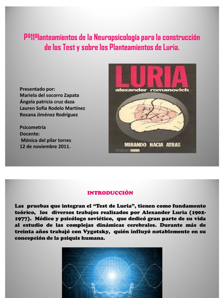 Test Luria en Neuropsicología | PDF