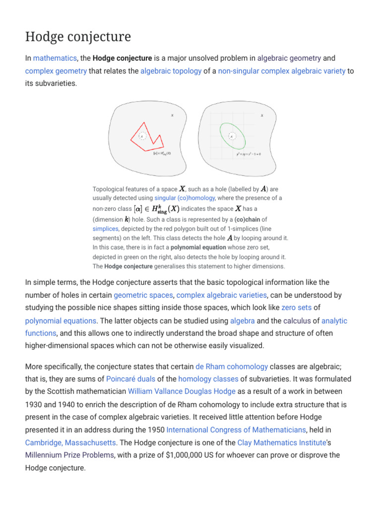 Hodge Conjecture in Algebraic Geometry | PDF | Abstract Algebra ...