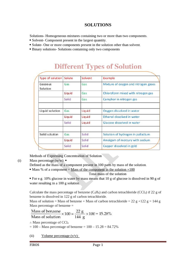 SOLUTIONS | PDF | Osmosis | Solubility