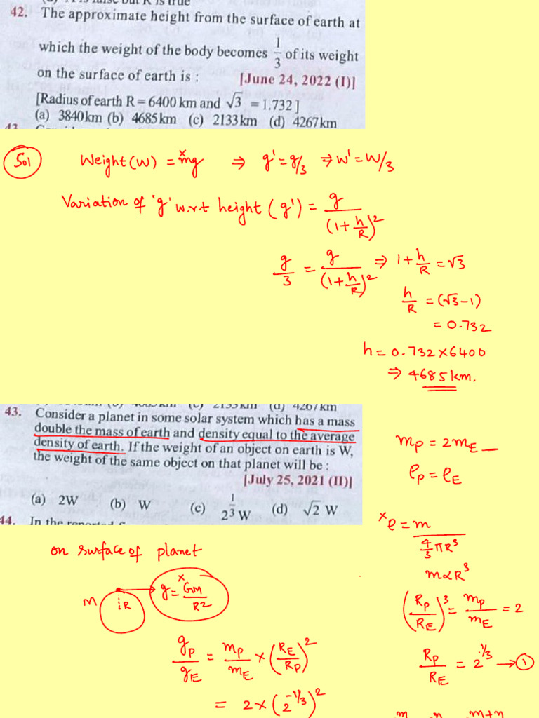 Gravitation Que | PDF