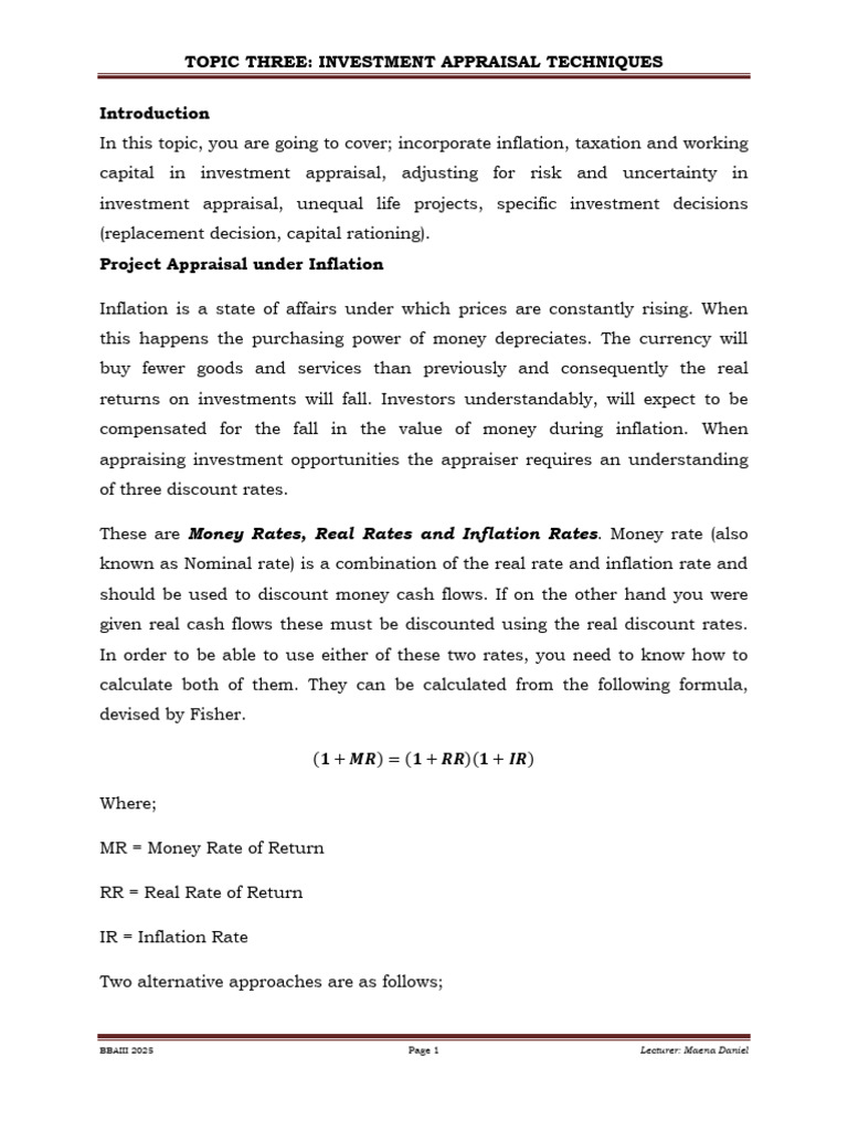 Investment Appraisal Techniques | PDF | Net Present Value | Investing