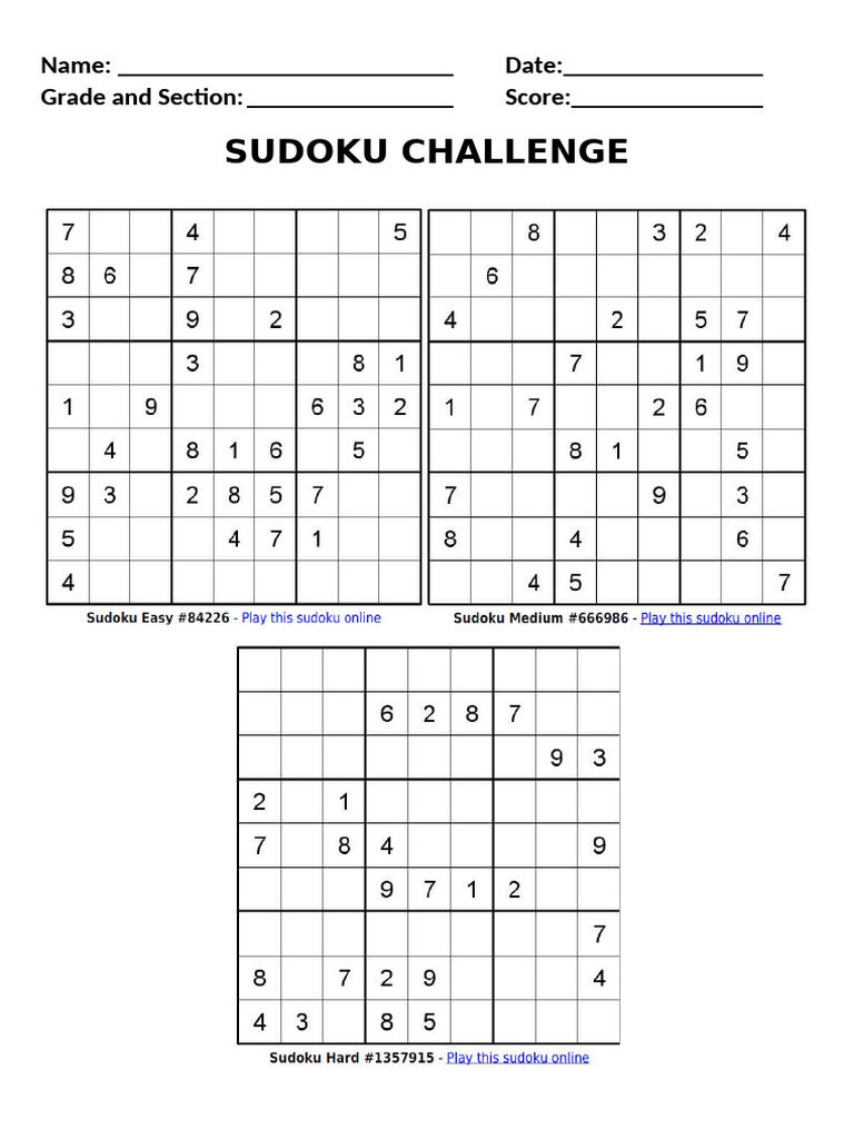 Sudoku Challenge 2K25 | PDF