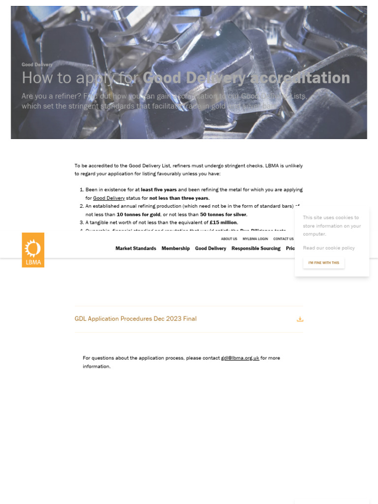 How To Apply For Good Delivery Accreditation - LBMA | PDF | Precious Metals