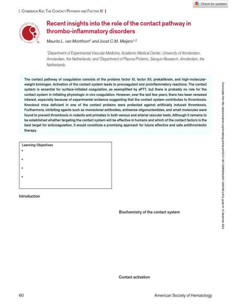 2014 - Recent Insights Into The Role of The Contact Pathway in Thrombo ...