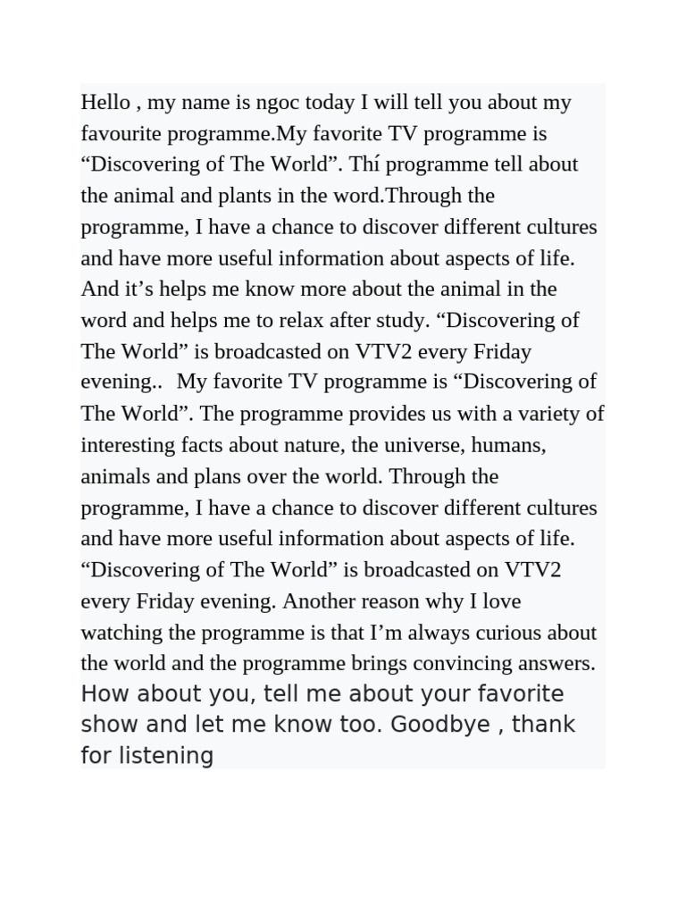 My Favourite Programme | PDF