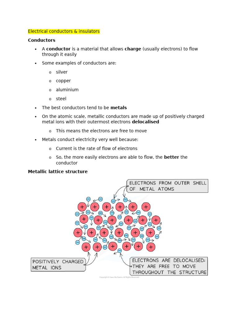 IGCSE Conductors and Insulators | PDF | Electrical Conductor ...