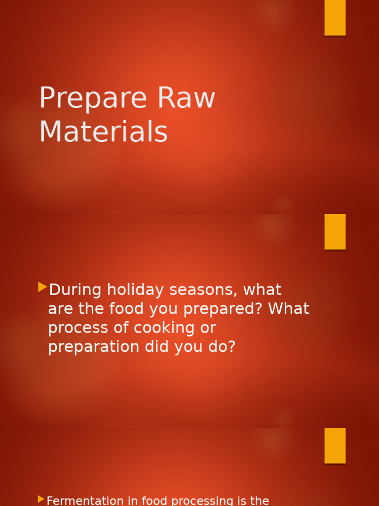Raw Material Preparation Techniques | PDF | Vegetables | Foods