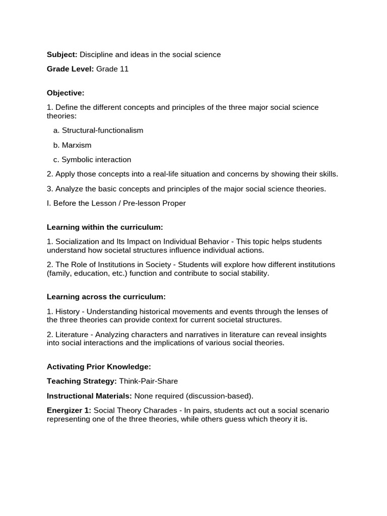 lesson_plan (4) | PDF | Theory | Social Sciences