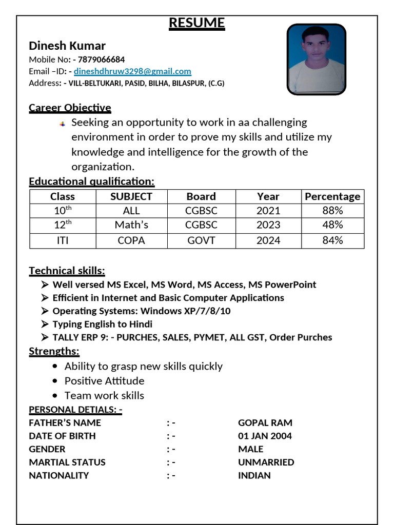 RESUME DINESH KUMAR MARCO | PDF