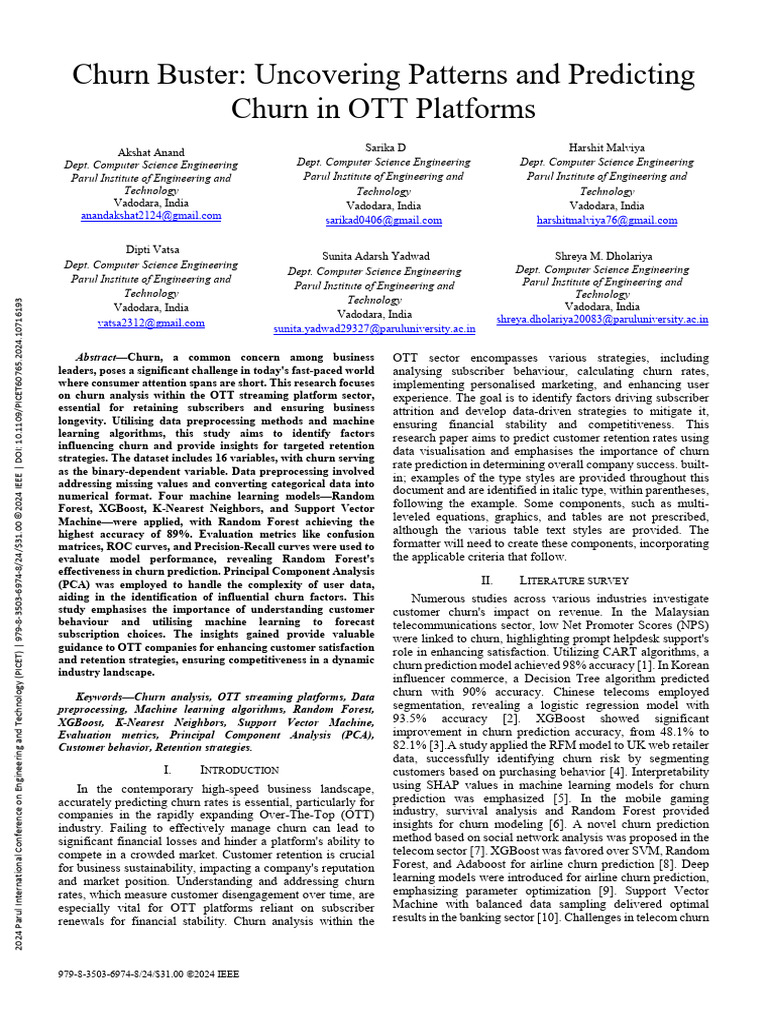 Churn Buster Uncovering Patterns and Predicting Churn in OTT Platforms ...
