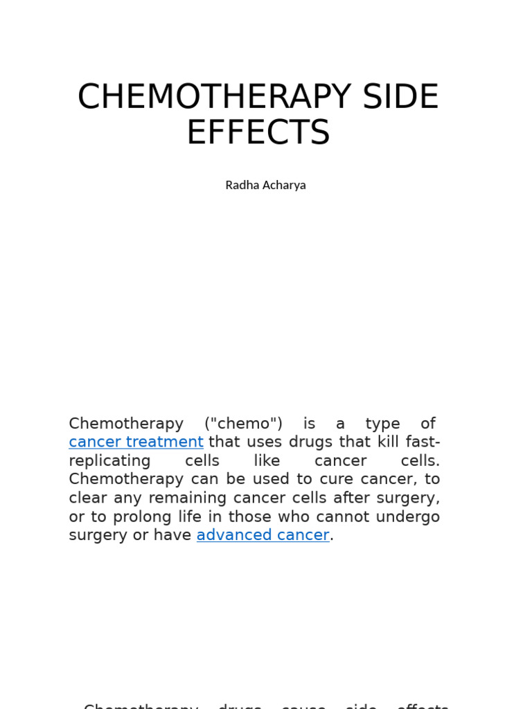 Chemotherapy Side Effects | PDF | Chemotherapy | Cancer