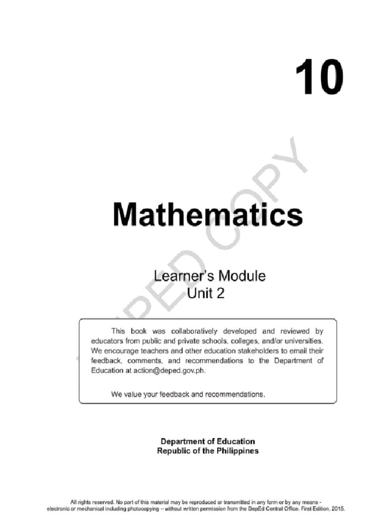 Mathematics 10 Quarter 2 | PDF