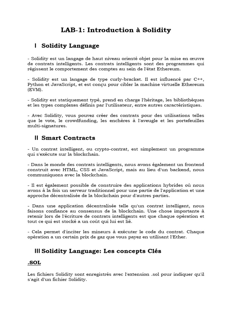 Introduction au langage Solidity | PDF | Langage de programmation ...