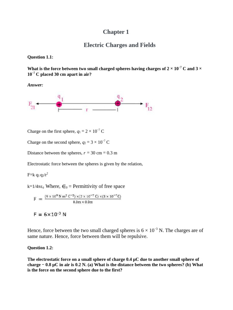 12 chapter 1 | PDF | Electric Charge | Electric Field
