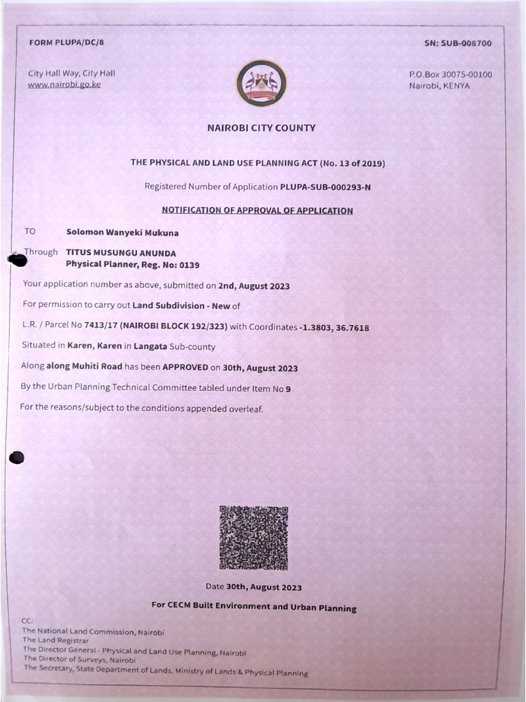 Notification of Approval of Application | PDF