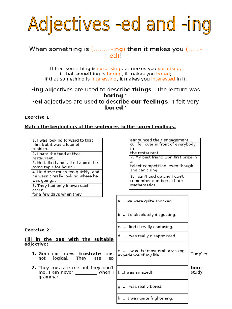 Adjectives -ed-ing | PDF