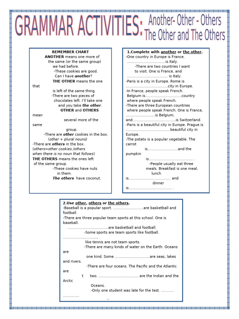 Understanding "Another" vs. "Other" Usage | PDF | Meal | Lunch