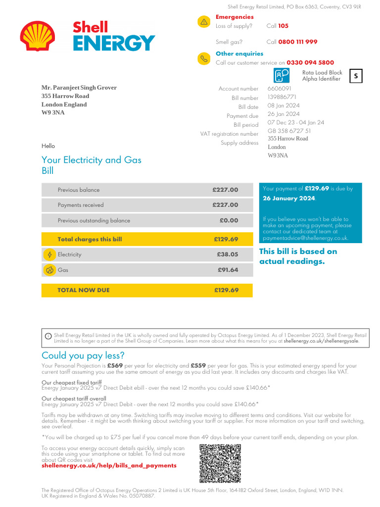 Bill Shell Energy | PDF | Payments