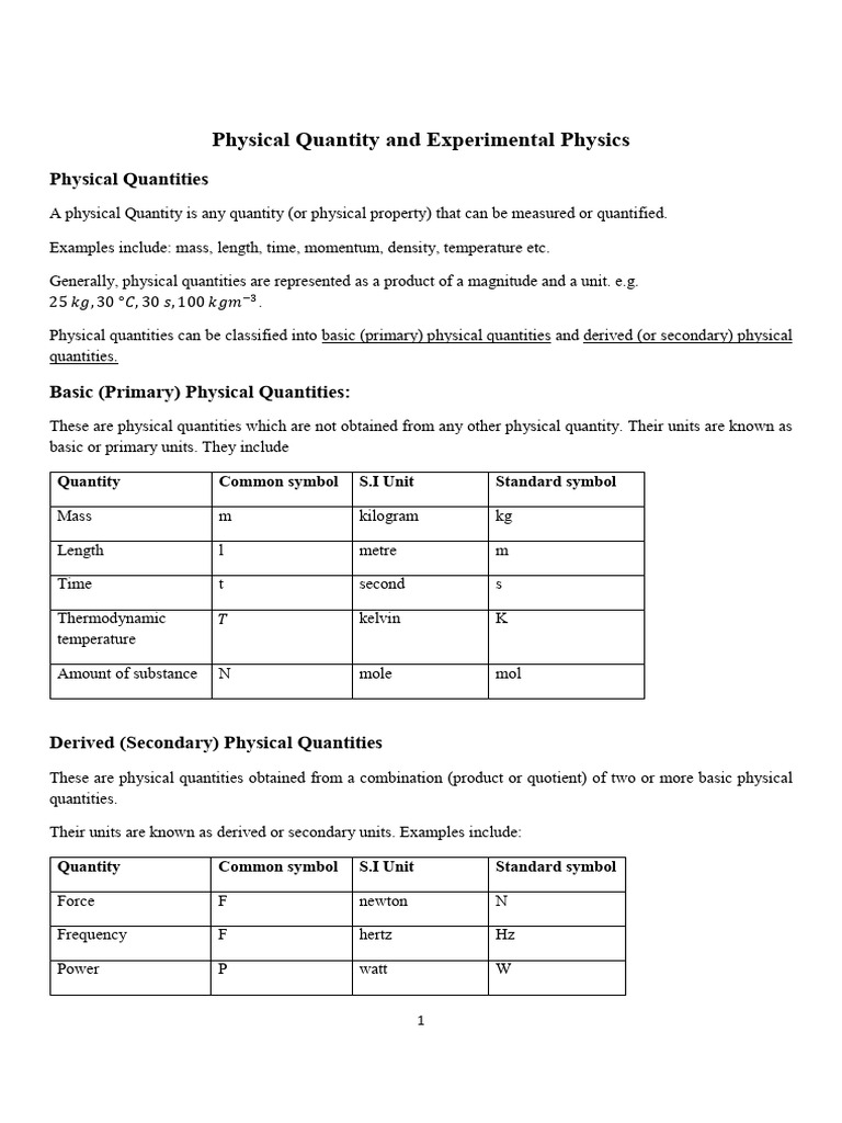 Physical Quantity and Experimental Physics | PDF | Euclidean Vector | Force