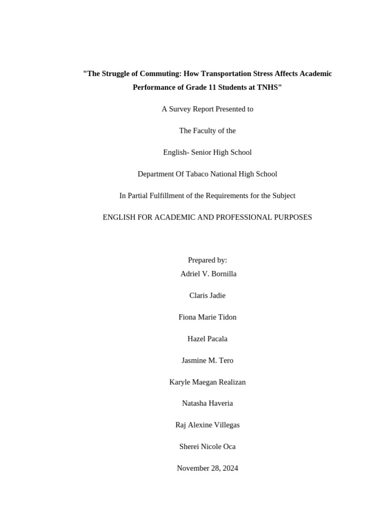 Survey Report G5 Copy New Superrrr Bago 11f | PDF | Commuting | Methodology