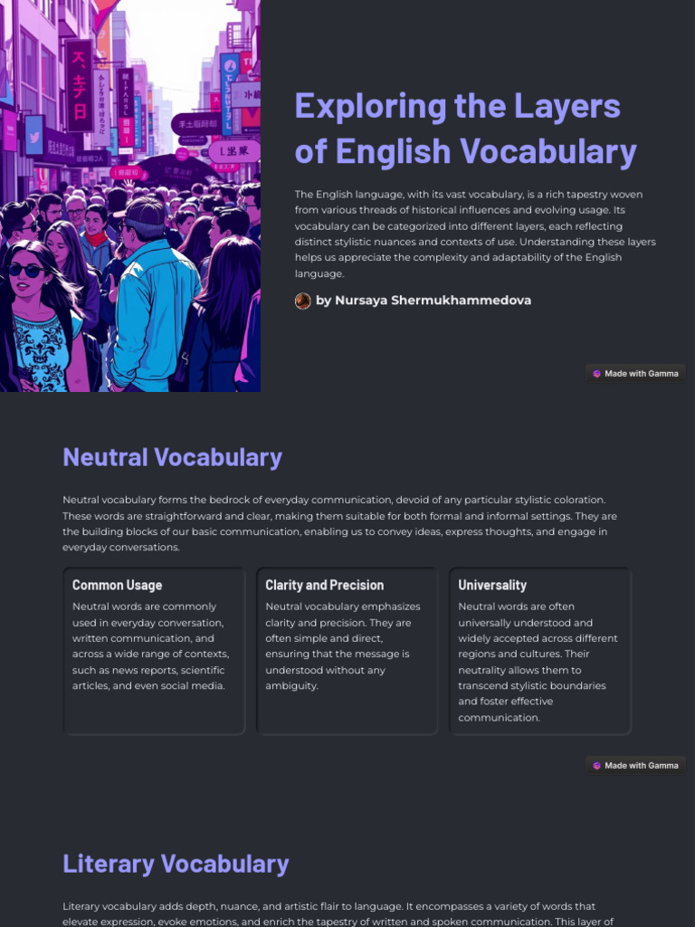 Layers of English Vocabulary Explained | PDF | Vocabulary | Communication