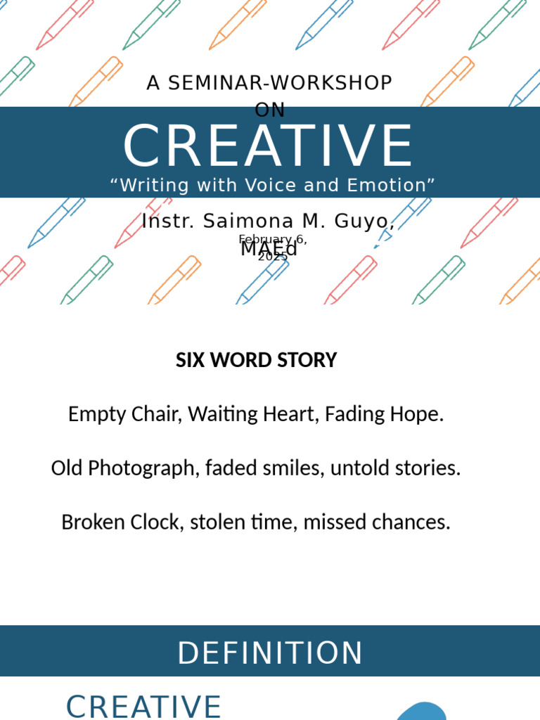 A SEMINAR-WORKSHOP On Creative Writing | PDF | Narrative