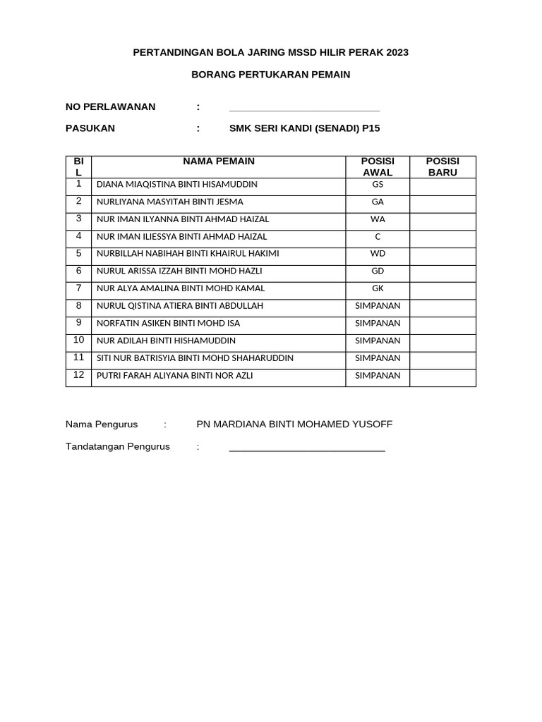 Borang Pertukaran Posisi P15 | PDF