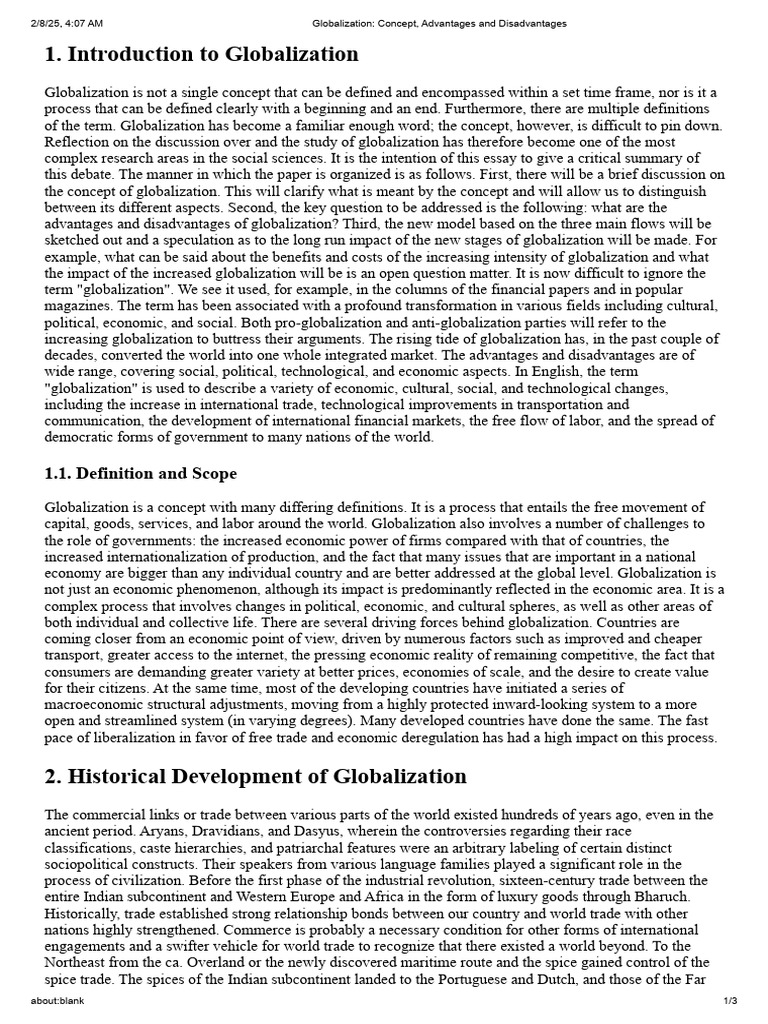 Globalization - Concept, Advantages and Disadvantages | PDF | Globalization | Trade