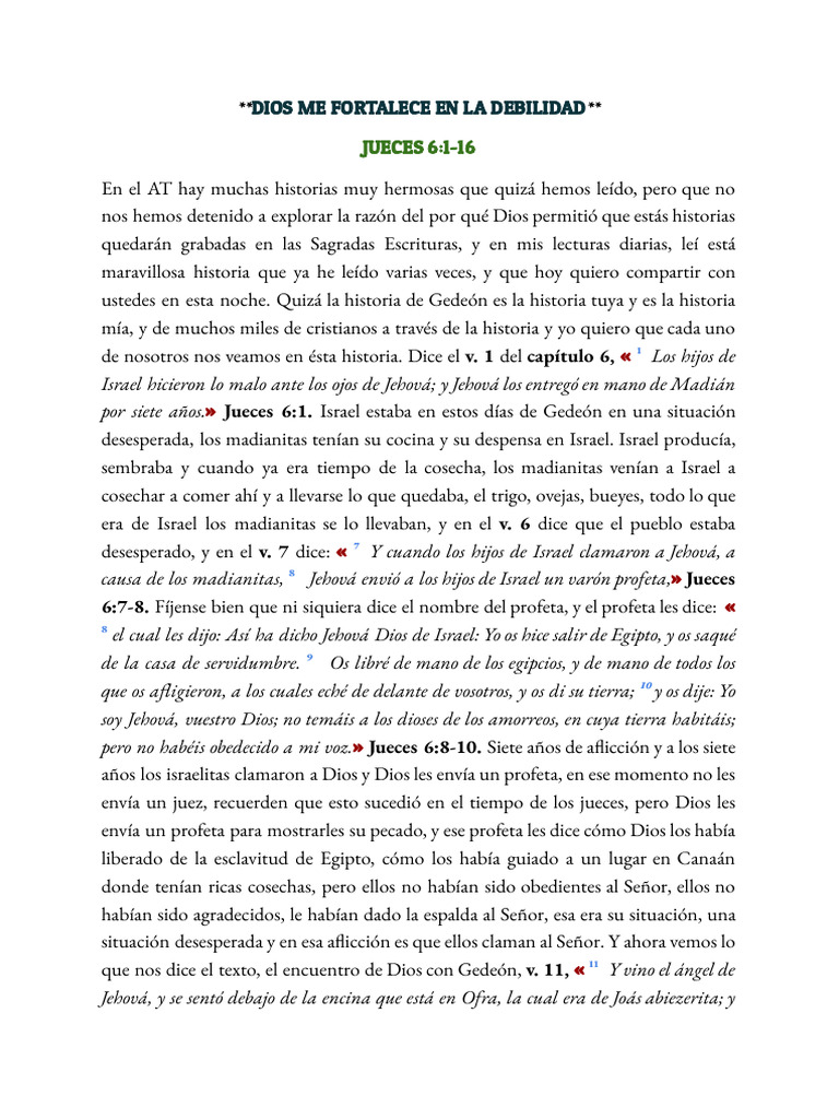 Dios Fortalece en la Debilidad: Gedeón | PDF | Cristo (título) | Salvación