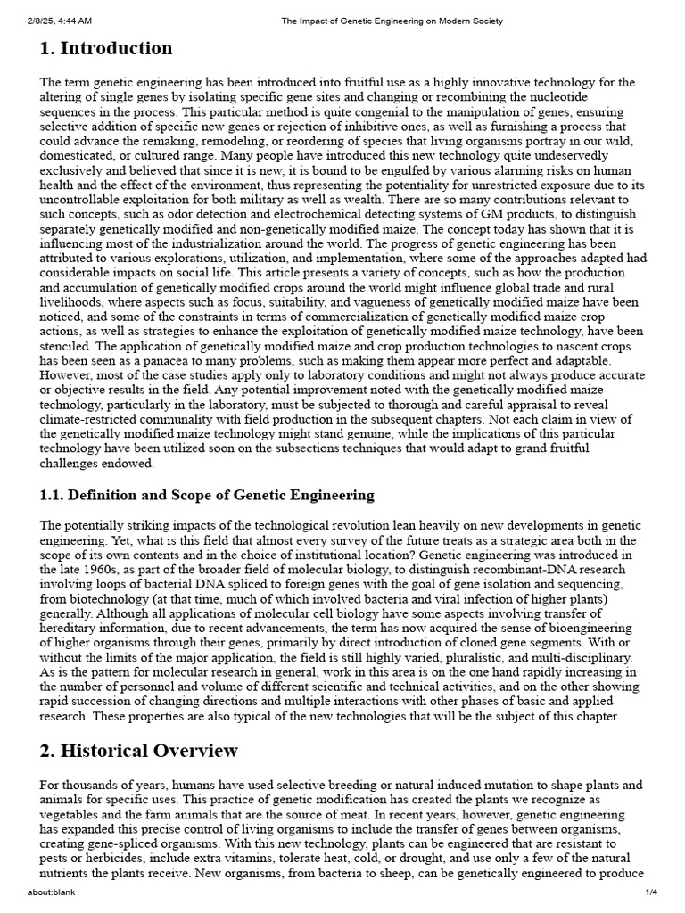 Genetic Engineering's Role in Society | PDF | Genetic Engineering | Gene