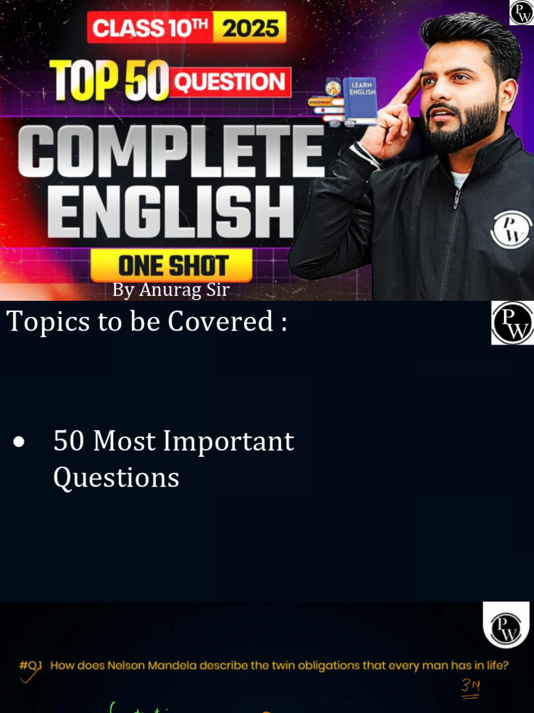 50 Most Important Questions (ENGLISH) | PDF
