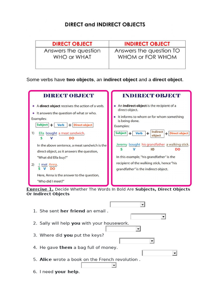 Direct and indirect object | PDF