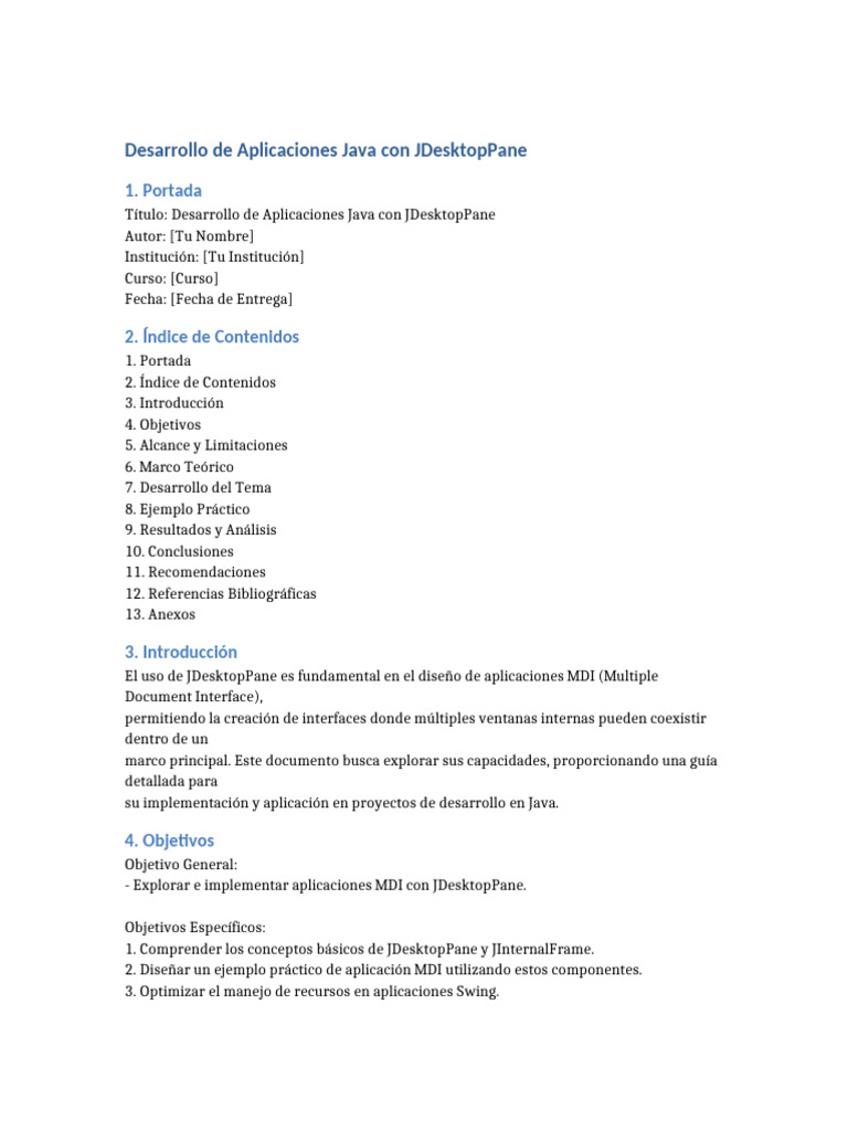 Aplicaciones Java MDI con JDesktopPane | PDF | Java (lenguaje de programación) | Entorno de ...