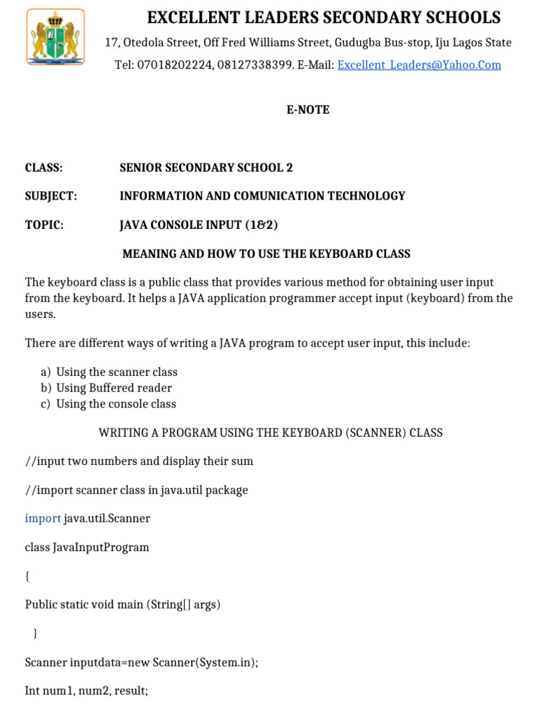 WEEK 910 - JAVA CONSOLE INPUT | PDF | Computer Science | Software ... WEEK 910 - JAVA CONSOLE INPUT | PDF | Computer Science | Software ...