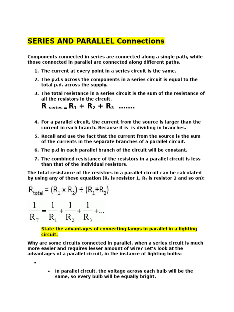 IGCSE SERIES AND PARALLEL Connections | PDF