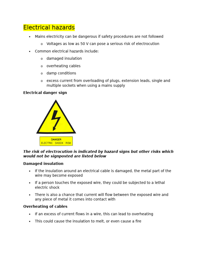 Understanding Electrical Hazards and Safety | PDF | Fuse (Electrical ...