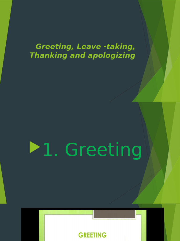 Greeting,Leave Taking,Thanking and Apologizing | PDF