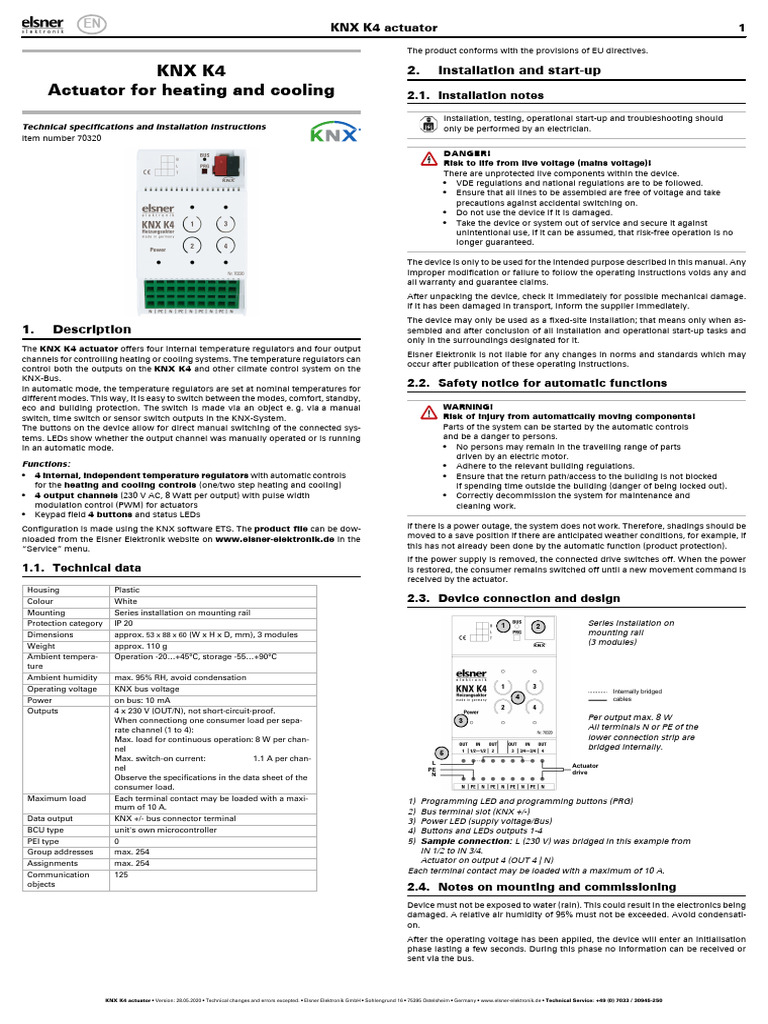 KNX k4 Datasheet en | PDF | Switch | Automation