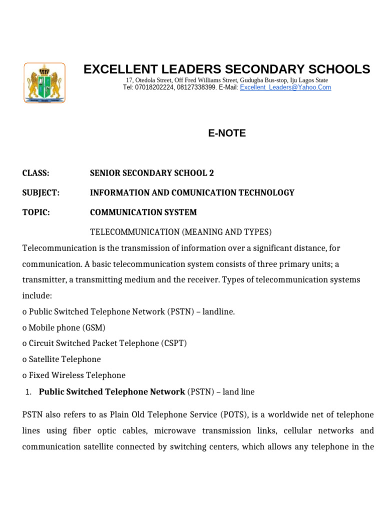 Week 4 - Telecommunication System | PDF | Computer Network | Telephone