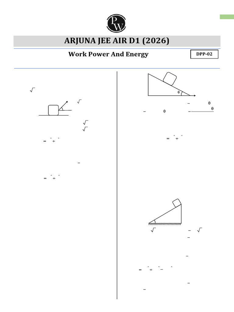 JEE Physics: Work & Energy Quiz | PDF | Force | Mechanics