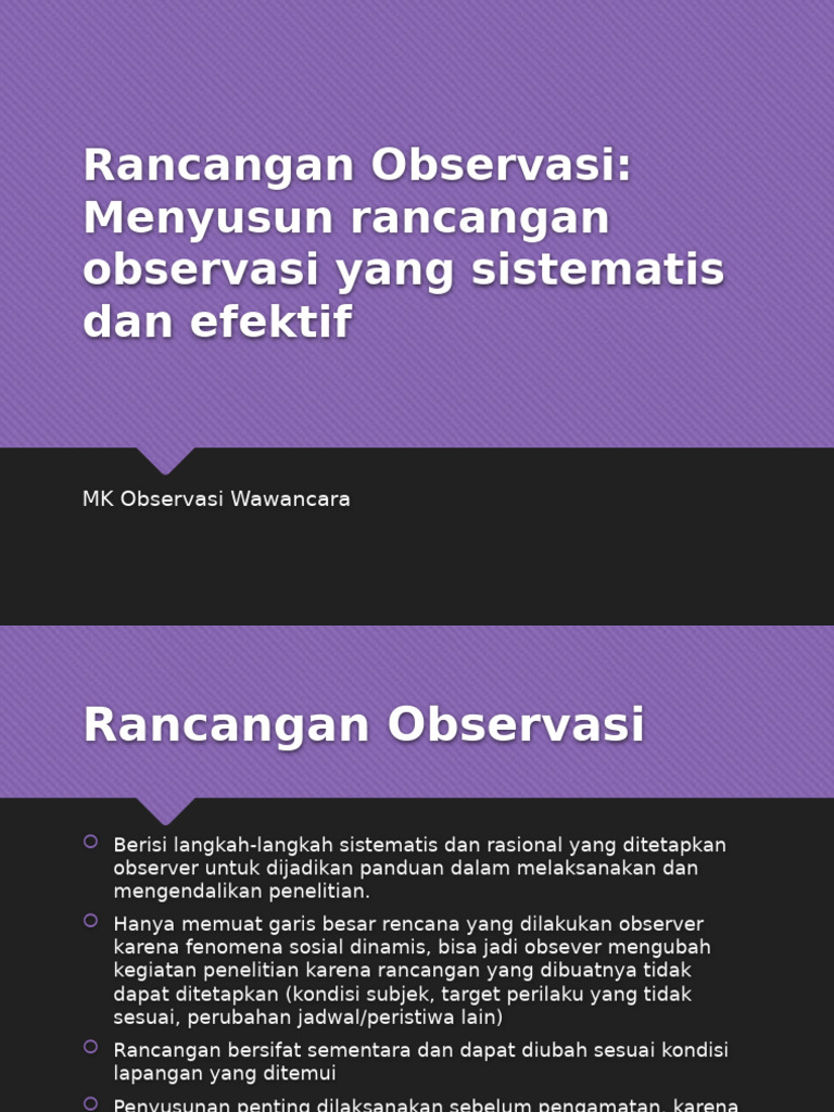 Rancangan Sistematis Observasi Penelitian | PDF